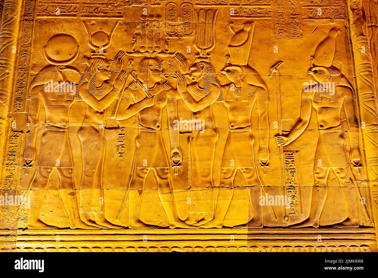 View of Relief and Hieroglyphs on the wall in The Temple of Sobek and ...