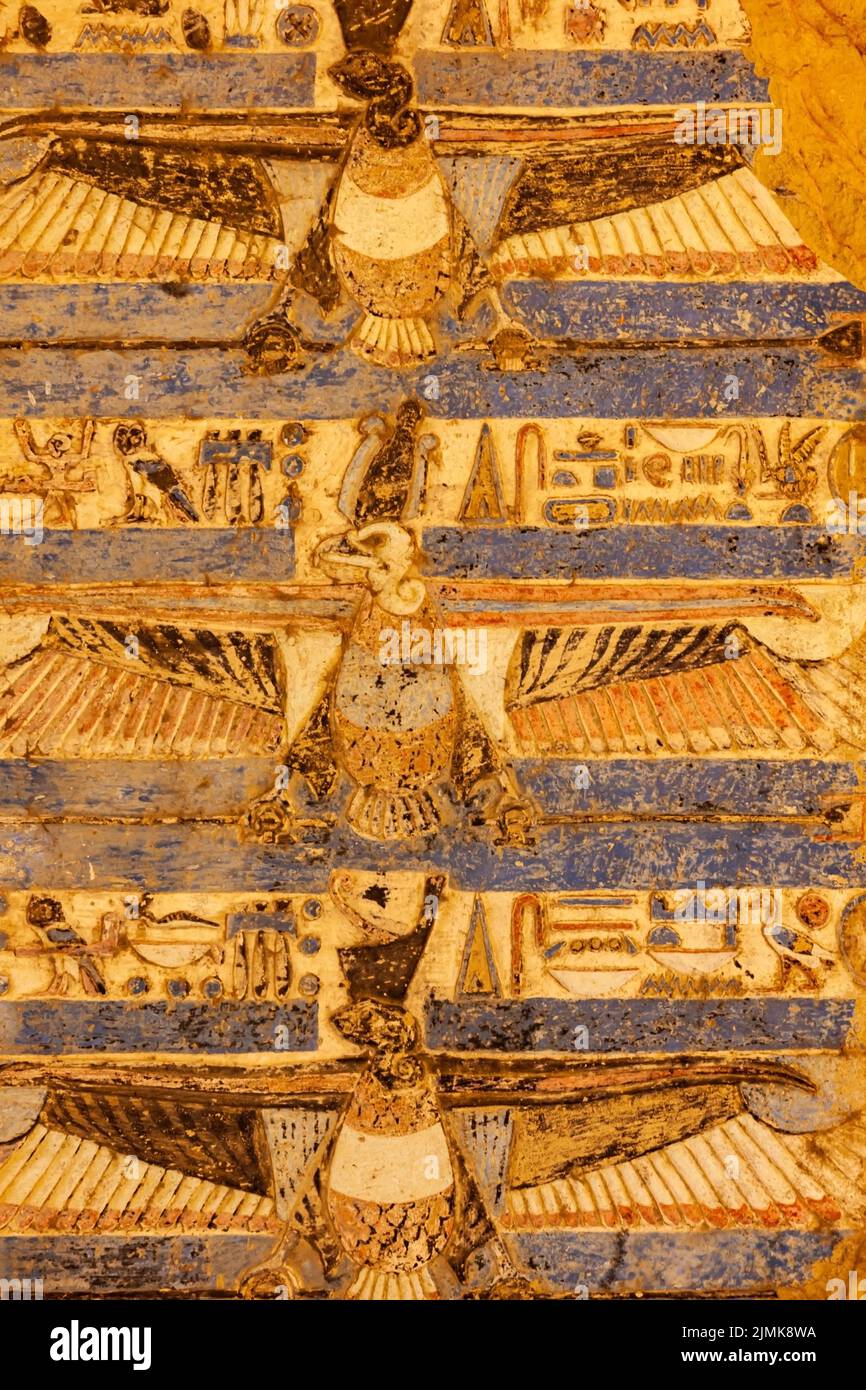 Night view of the egyptian fresco at the ceiling of Temple of Sobek and ...