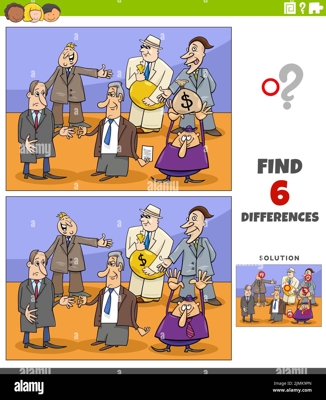 Differences educational game with comic businessmen Stock Photo - Alamy