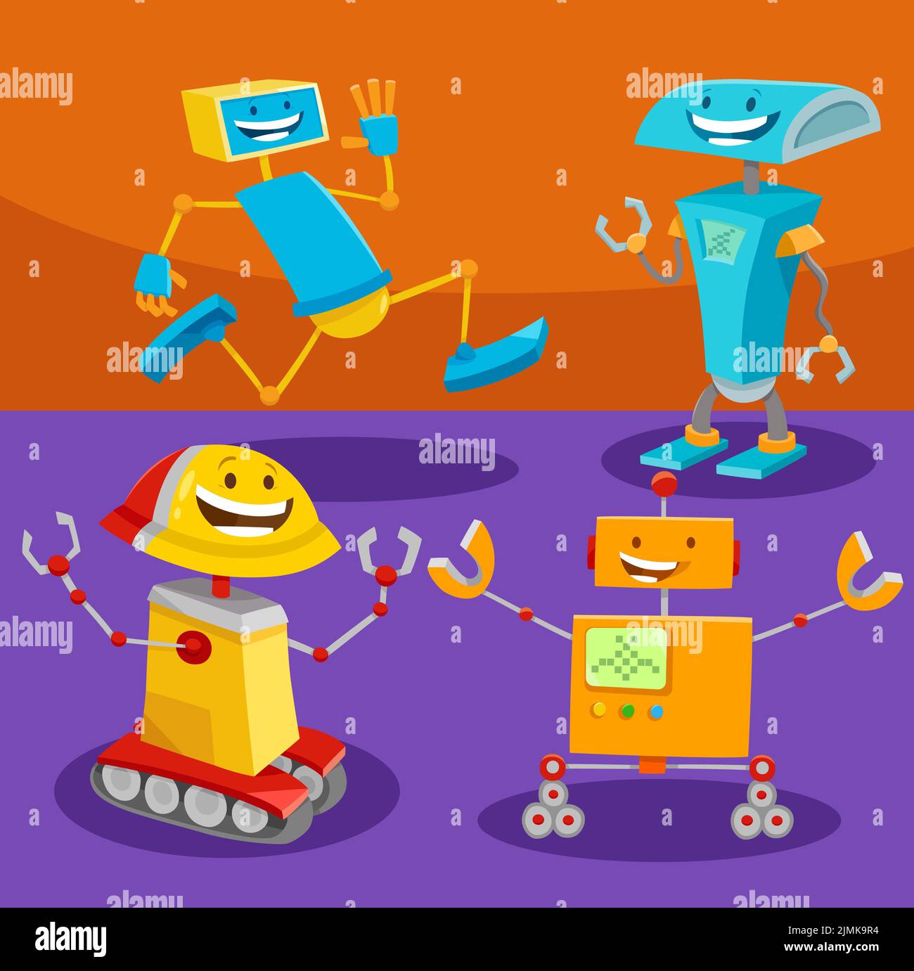 Cartoon robots and droids fantasy characters group Stock Photo - Alamy