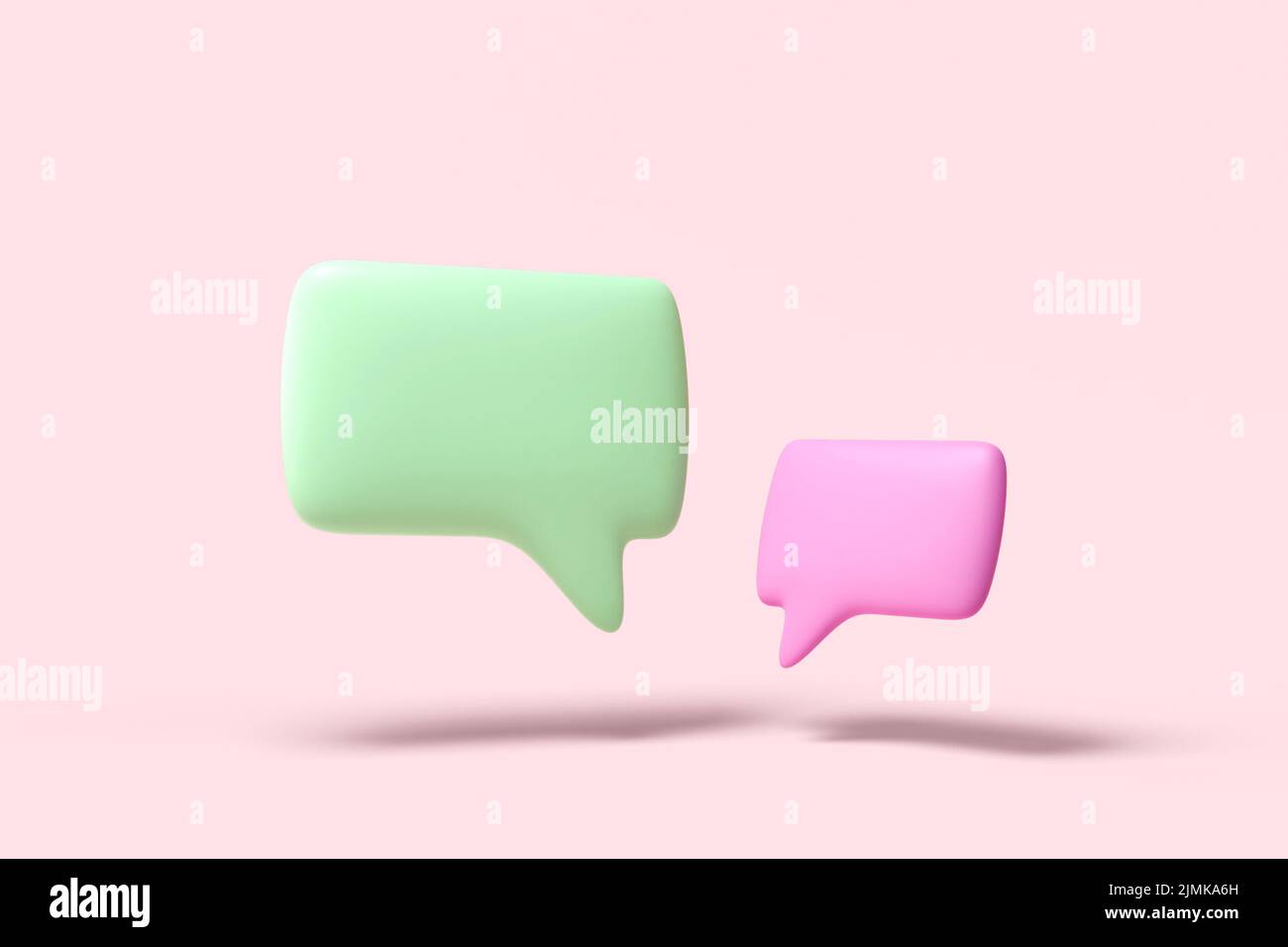 3D Minimal purple and green chat bubbles on pink background. social ...