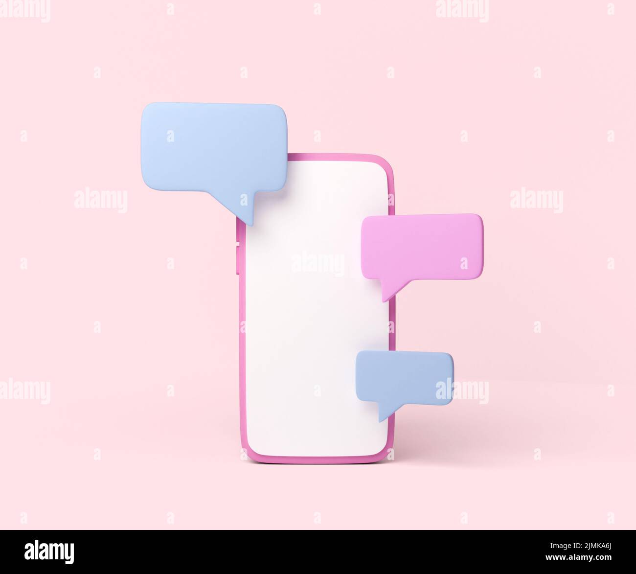 3D render smartphone with floating chat bubbles Stock Photo - Alamy