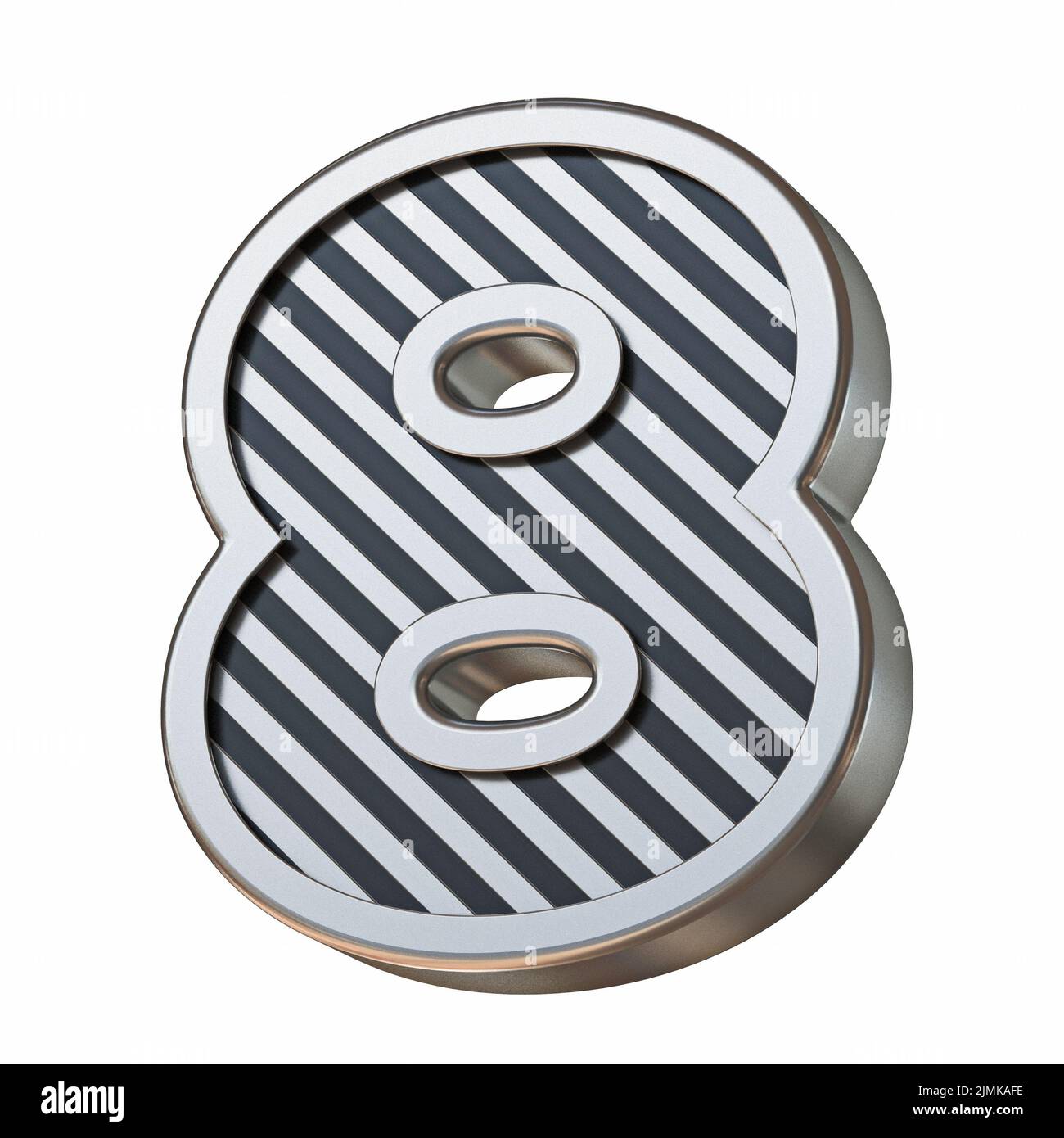 Stainless steel and black stripes font Number 8 EIGHT 3D Stock Photo ...