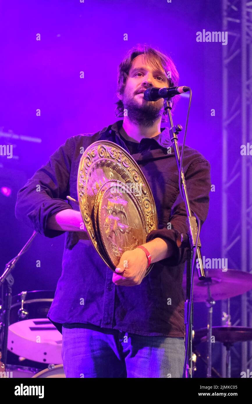 Wickham, UK. 05th Aug, 2022. Andy Yates, founding member, banjo player ...