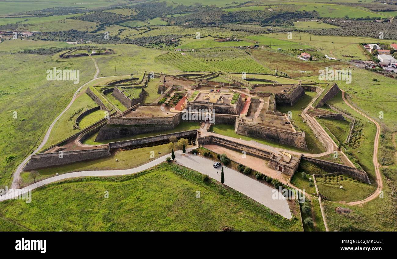 Aerial view of the Santa Luzia military fort in the border town of ...