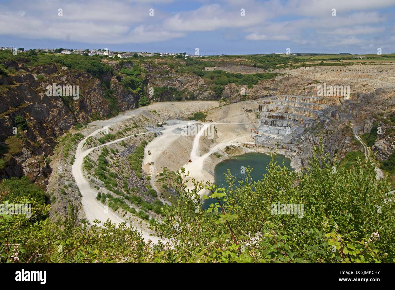 DELABOLE, CORNWALL, UK - JULY 6 2018 Delabole Slate Quarry mining and ...