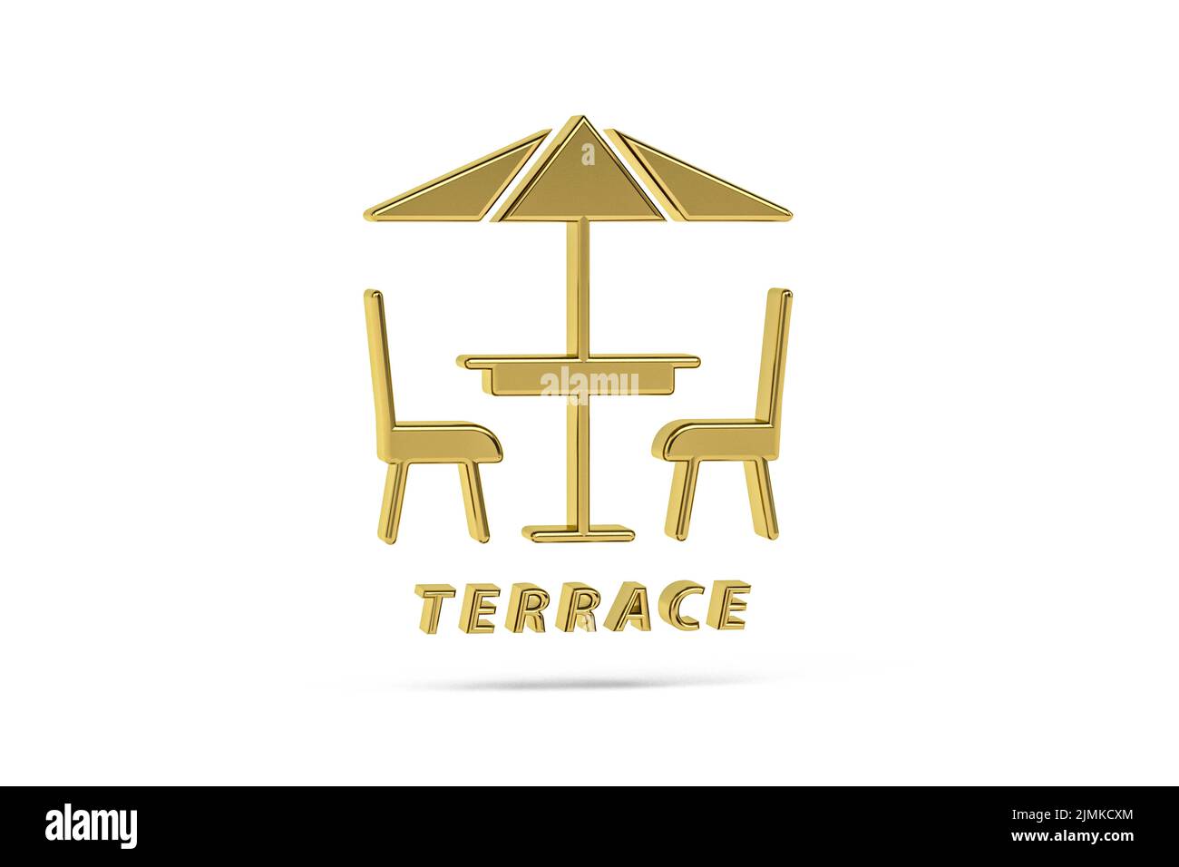 Golden 3d terrace icon isolated on white background - 3d render Stock ...