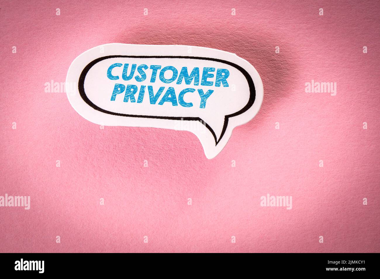 Customer privacy. Speech bubble on pink background Stock Photo - Alamy