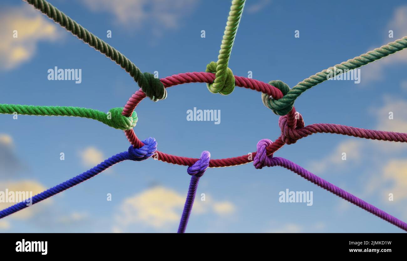 Colorful as diverse ropes connected together Stock Photo - Alamy