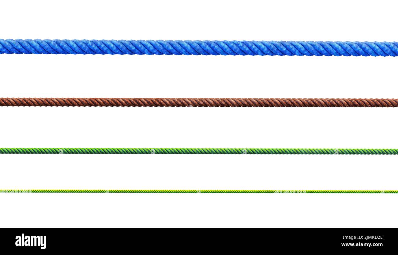 Various colorful ropes isolated on white background Stock Photo - Alamy
