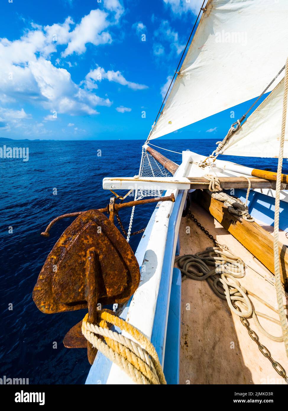 Sail of an old sailing schooner Stock Photo - Alamy