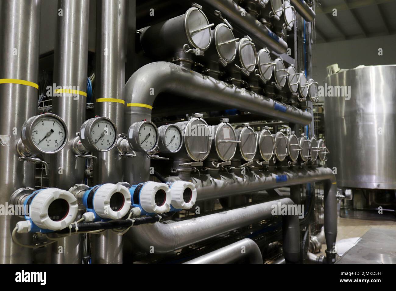 manometer and pipes in dairy factory Stock Photo - Alamy