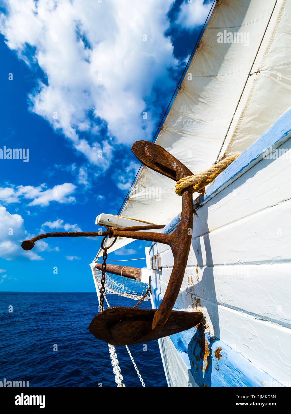 Sail of an old sailing schooner Stock Photo - Alamy