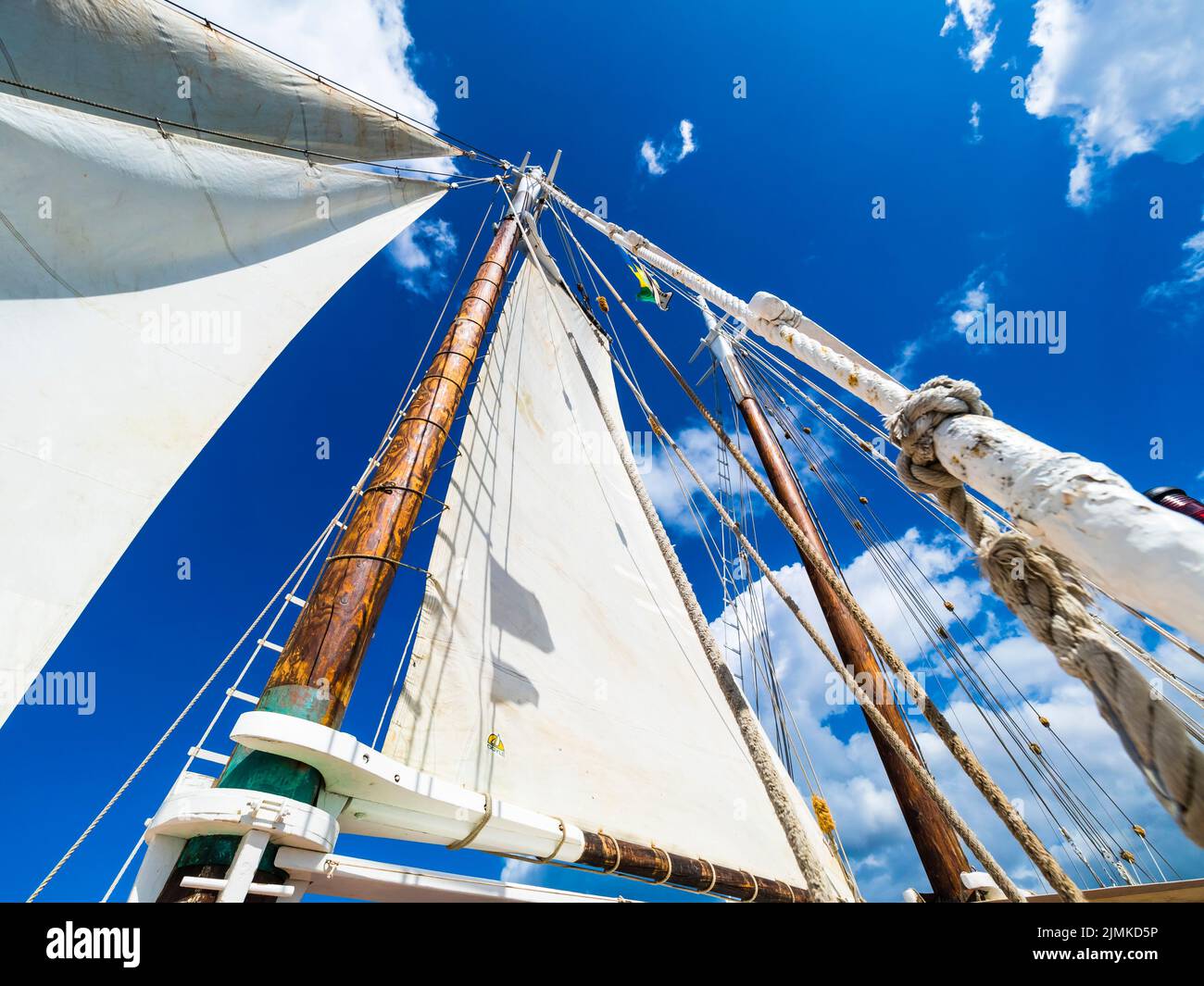 Sail of an old sailing schooner Stock Photo - Alamy