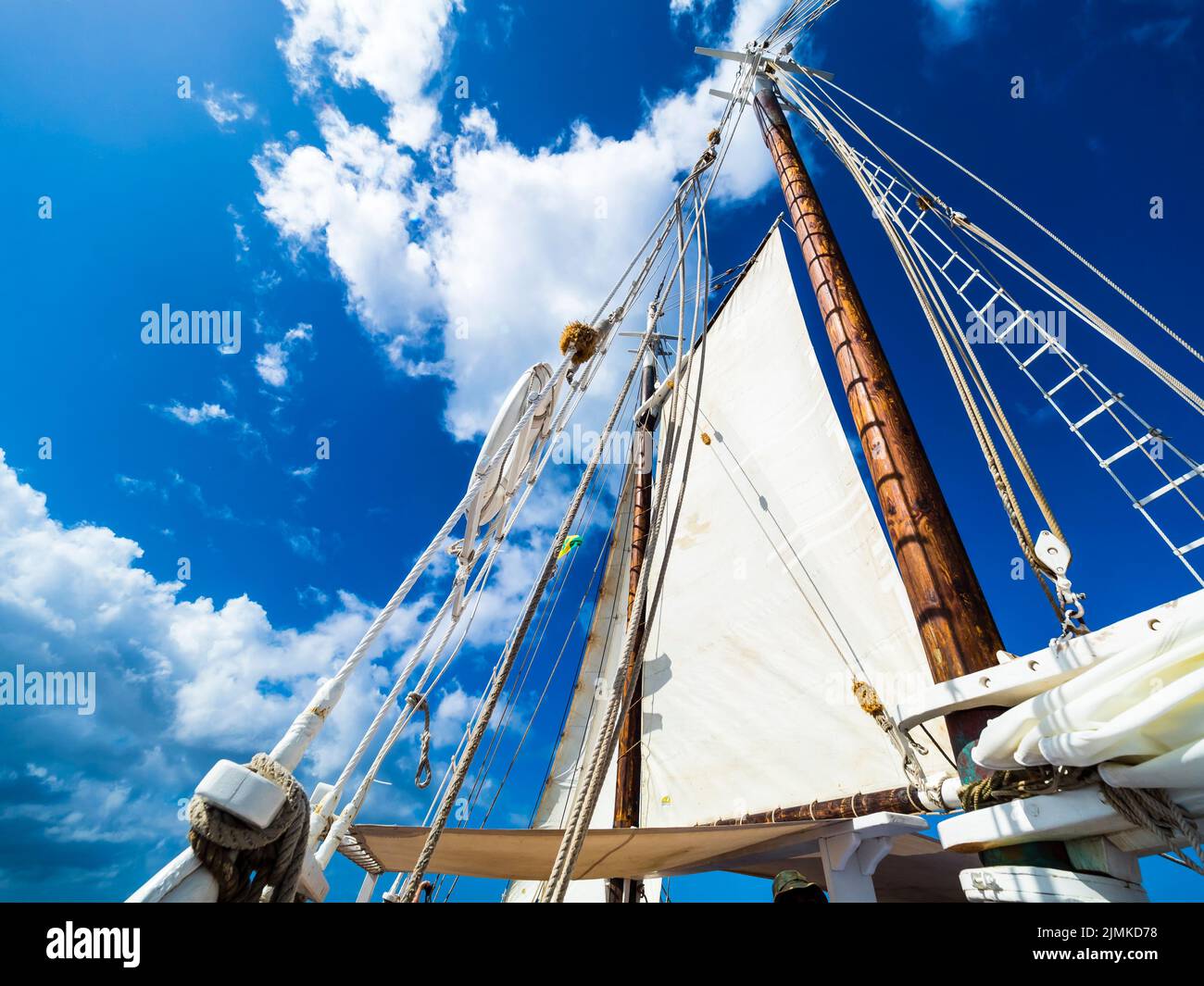 Sail of an old sailing schooner Stock Photo - Alamy