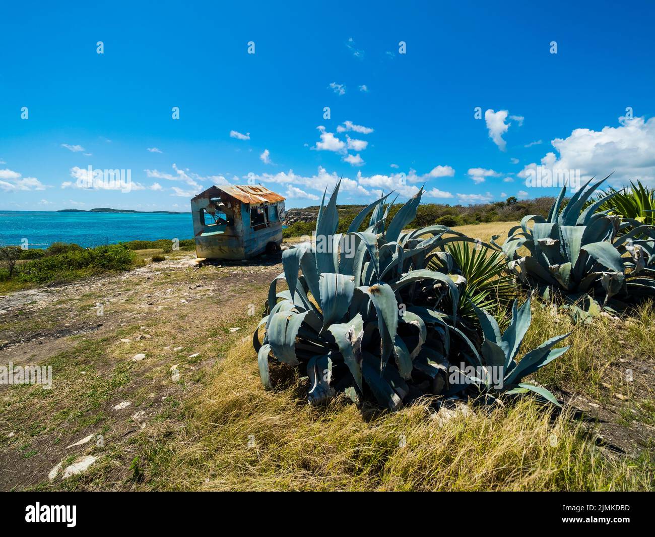 Old caravan at Indian Town Point and Devils Bridge Stock Photo - Alamy