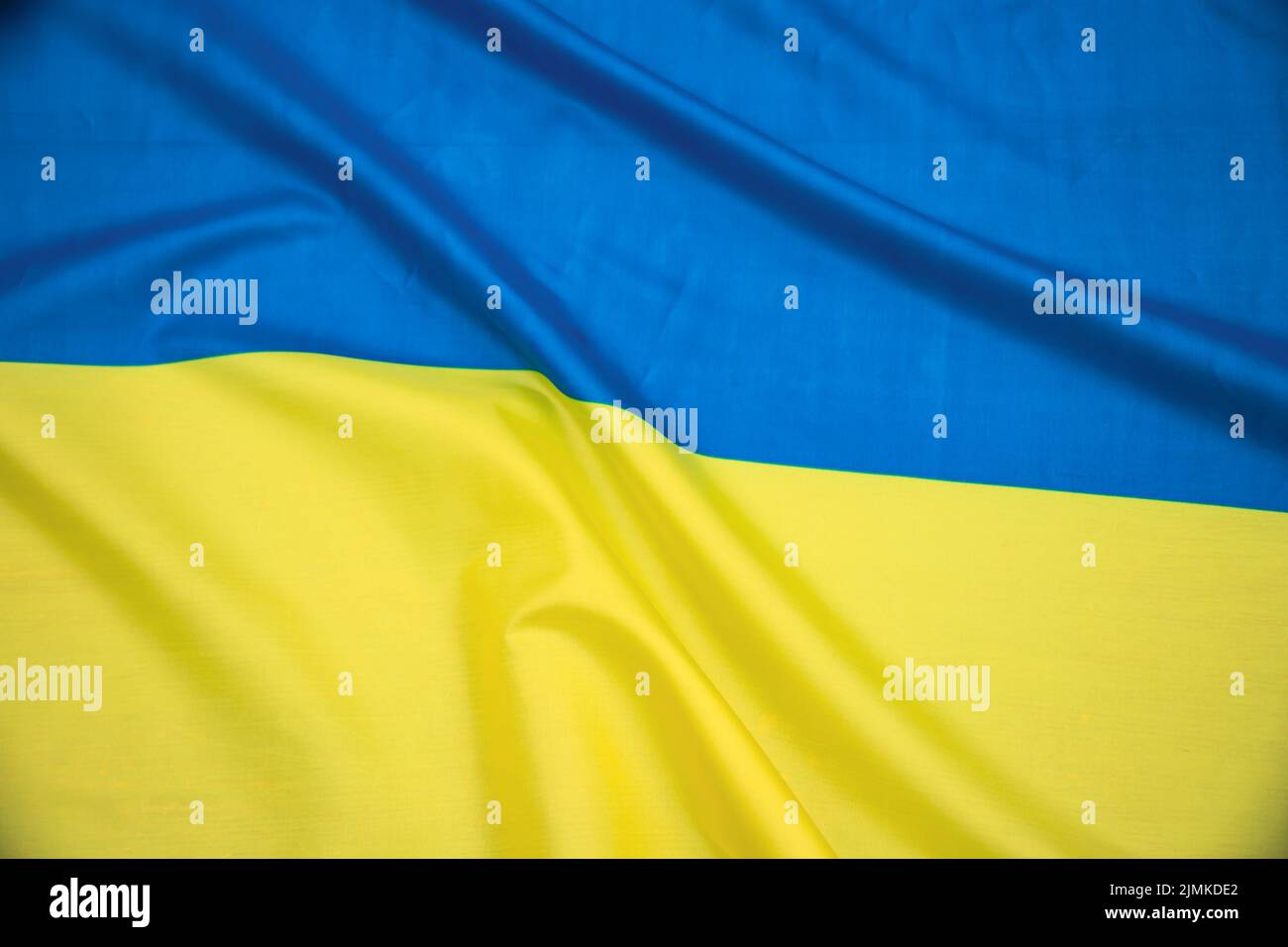 Flag of Ukraine, UA. Blue and yellow colors. Close up shot, background ...