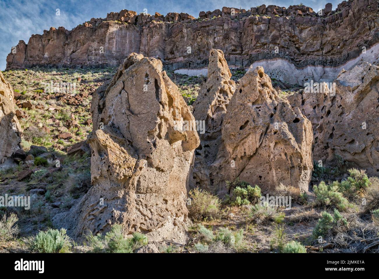 Volcanic tuff rock outcrops, Echo Canyon State Park, near Pioche ...