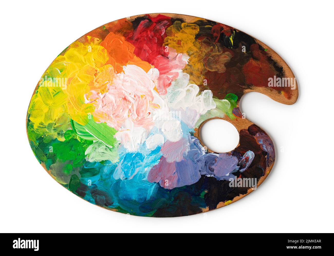 Art palette with colorful mixed paints Stock Photo - Alamy