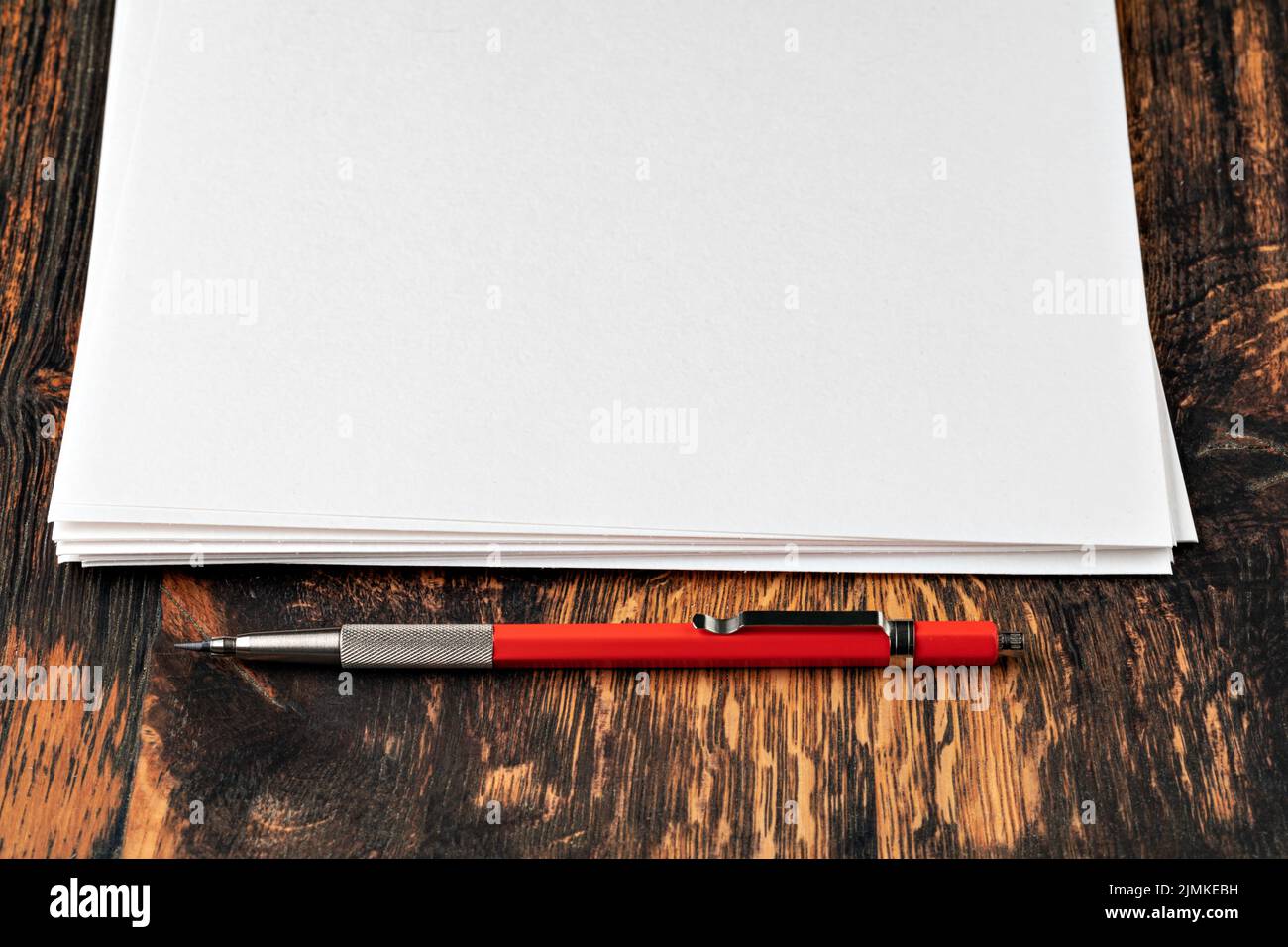 Blank paper with mechanical pencil Stock Photo - Alamy