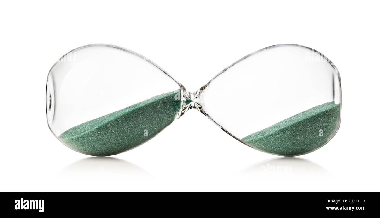 Hour glass sand falling passing Cut Out Stock Images & Pictures - Alamy