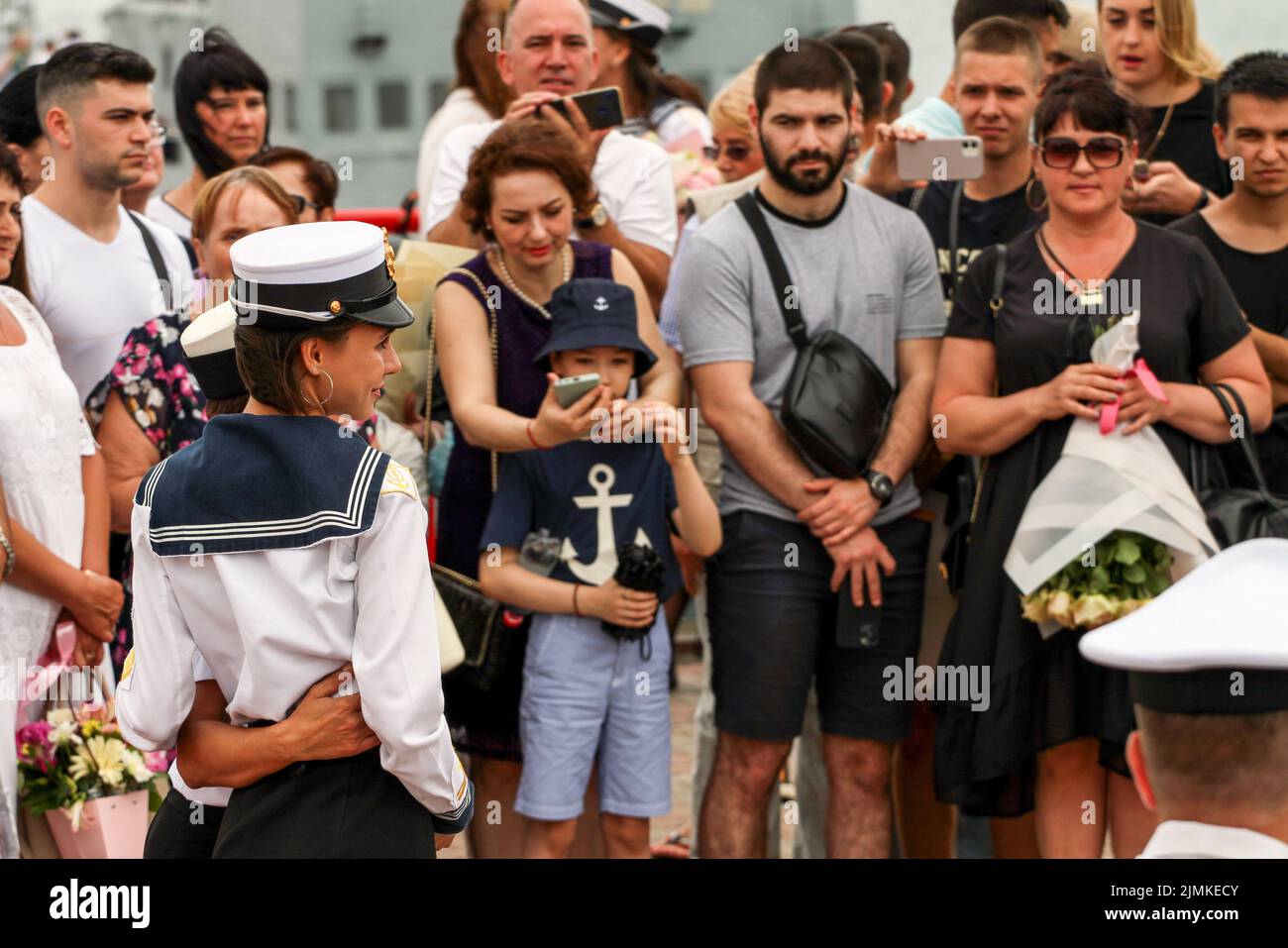 Odessa, Ukraine. 04th July, 2021. Graduate seen hugging her teacher ...
