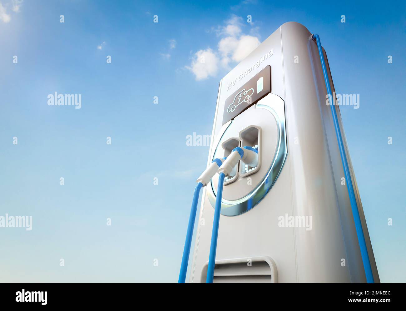 3d rendering EV charging station or electric vehicle recharging station ...