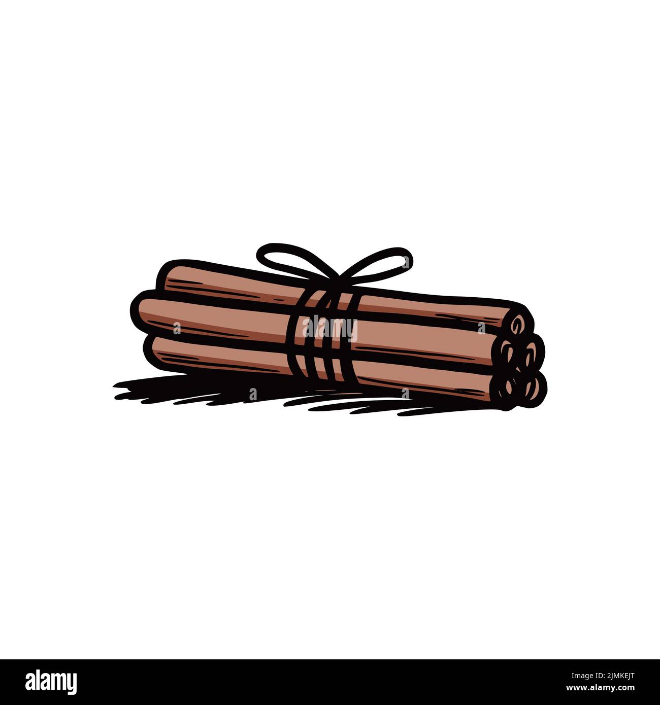 Hand drawn cinnamon stick roll. Sketch doodle style. Cinnamon isolated ...