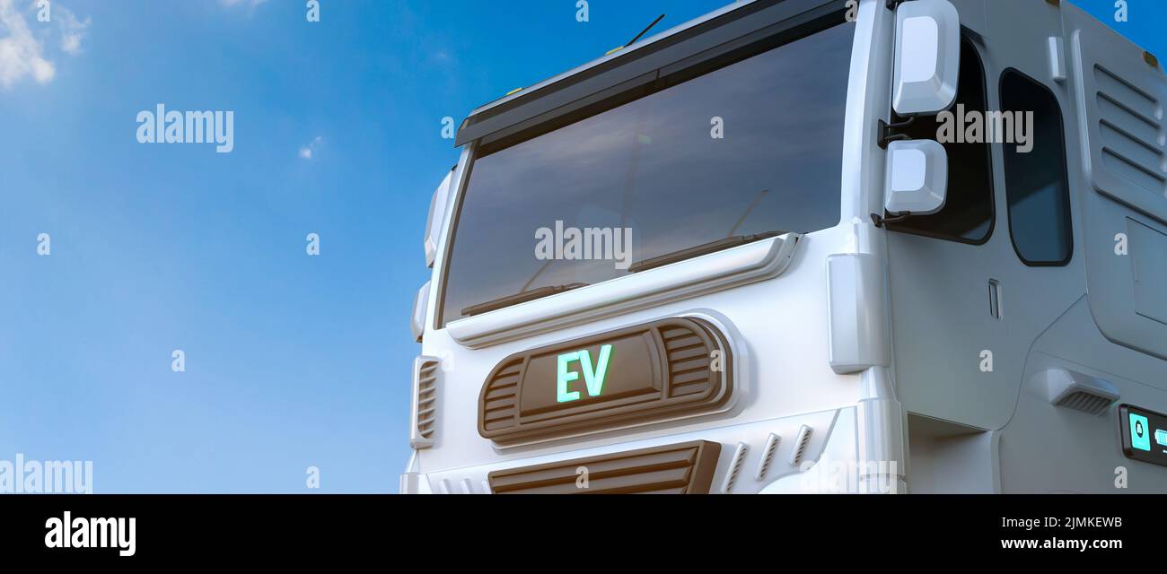 3d rendering ev logistic truck or electric vehicle lorry for ...