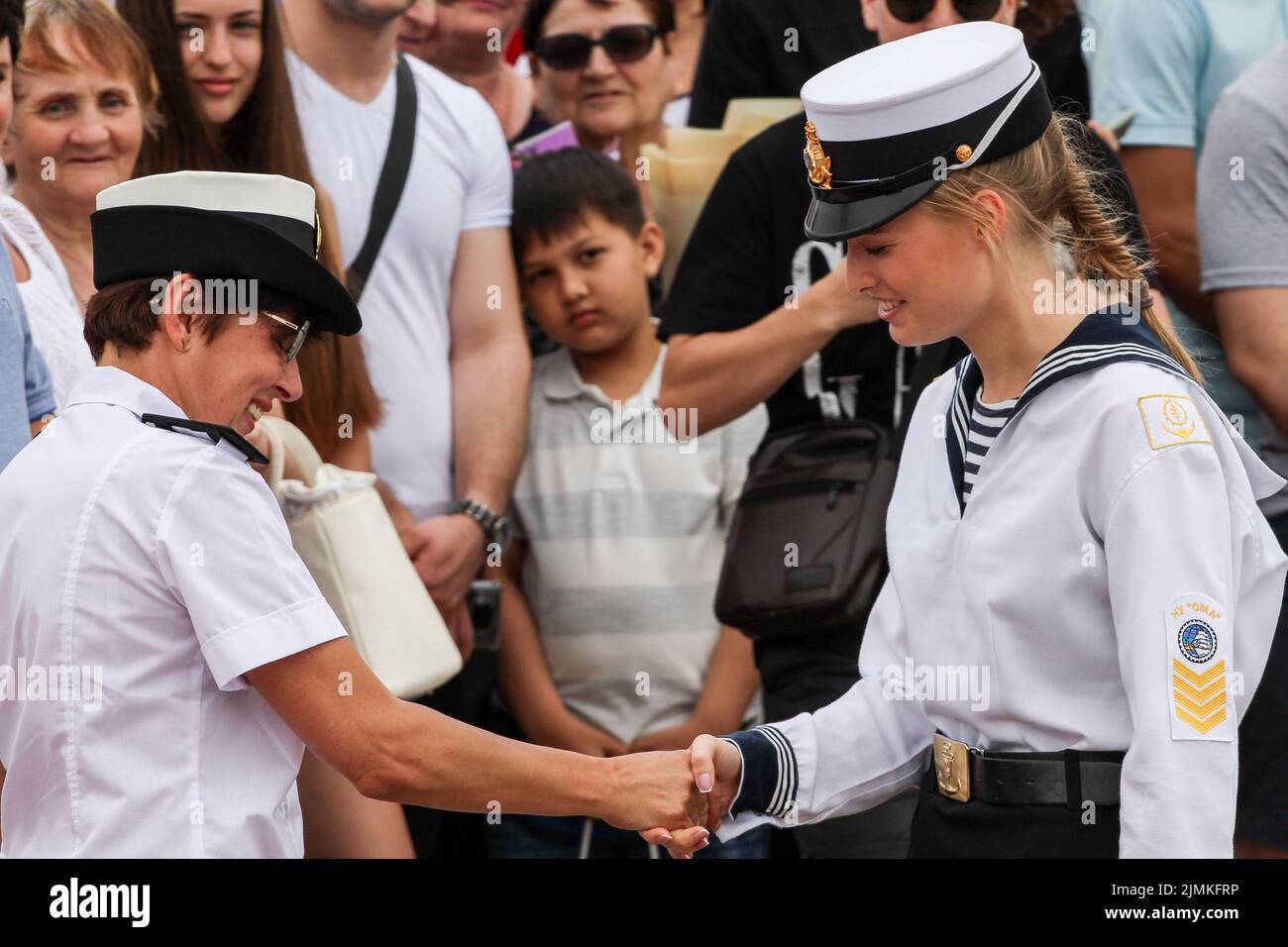 Odessa, Ukraine. 4th July, 2021. A graduate is seen shaking hands with ...