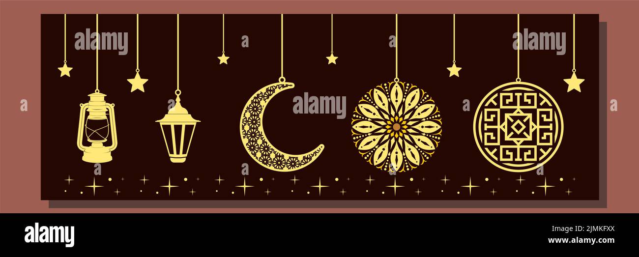 Beautiful eid moon lantern Stock Vector Images - Alamy