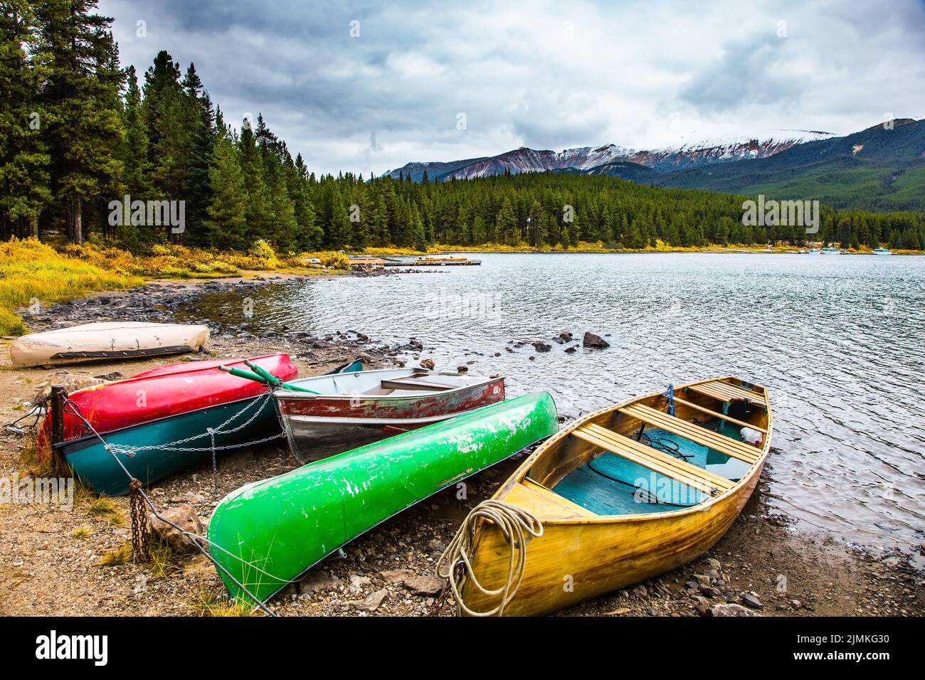 Multicolored canoes hi-res stock photography and images - Alamy