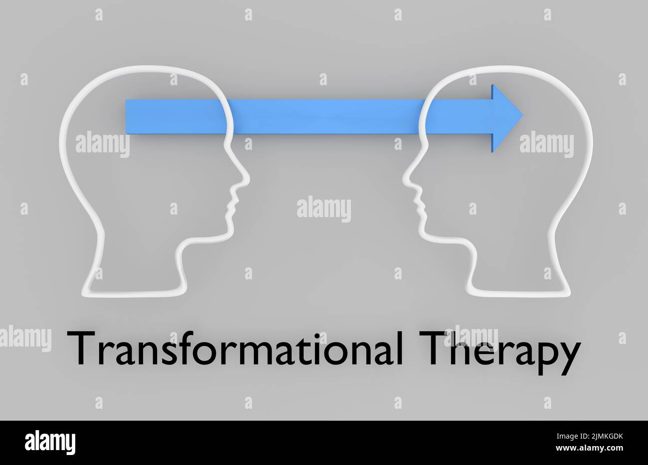 3D illustration of two head silhouettes symbolically connected with an ...