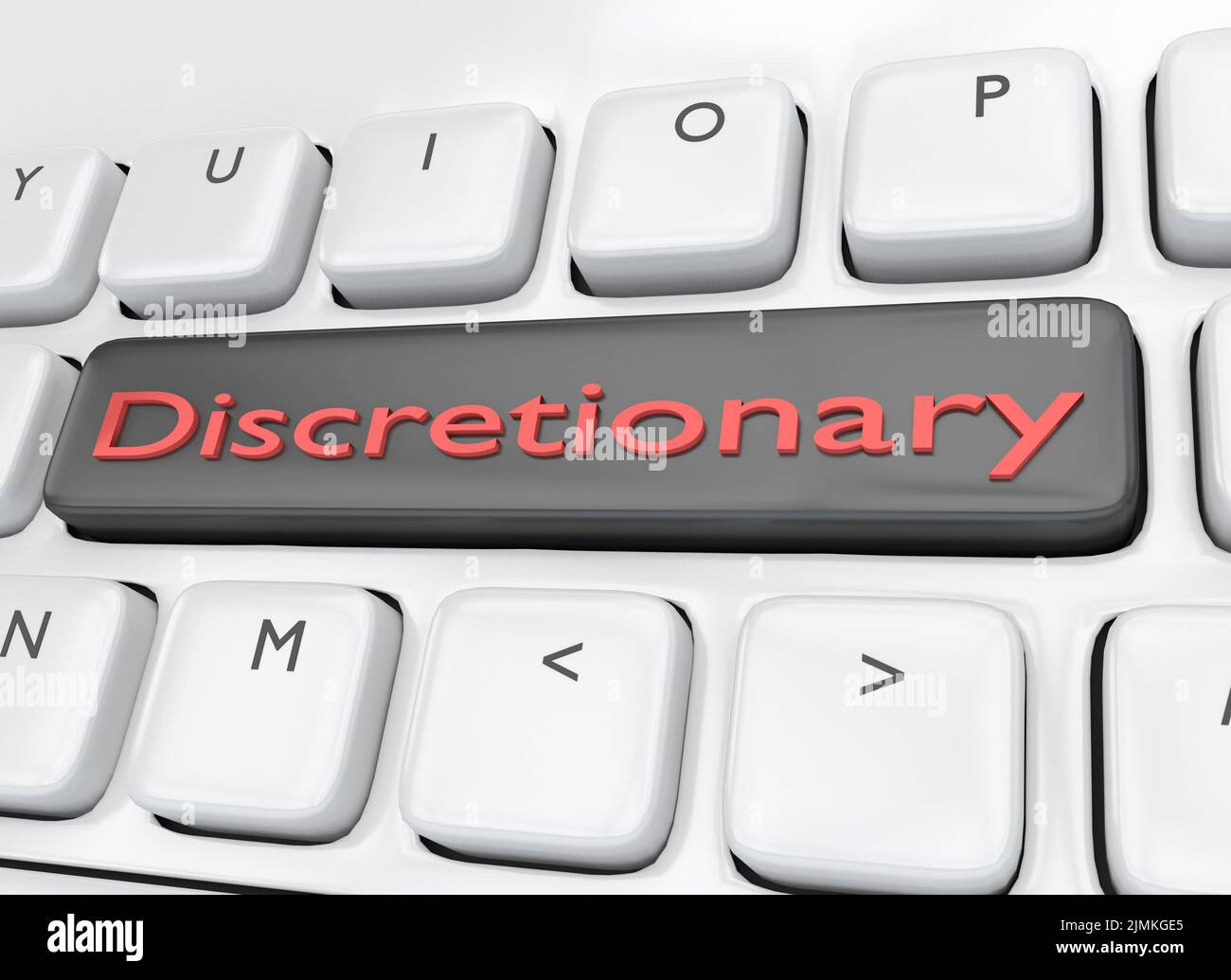 3D illustration of pc keyboard with the text Discretionary on a key ...