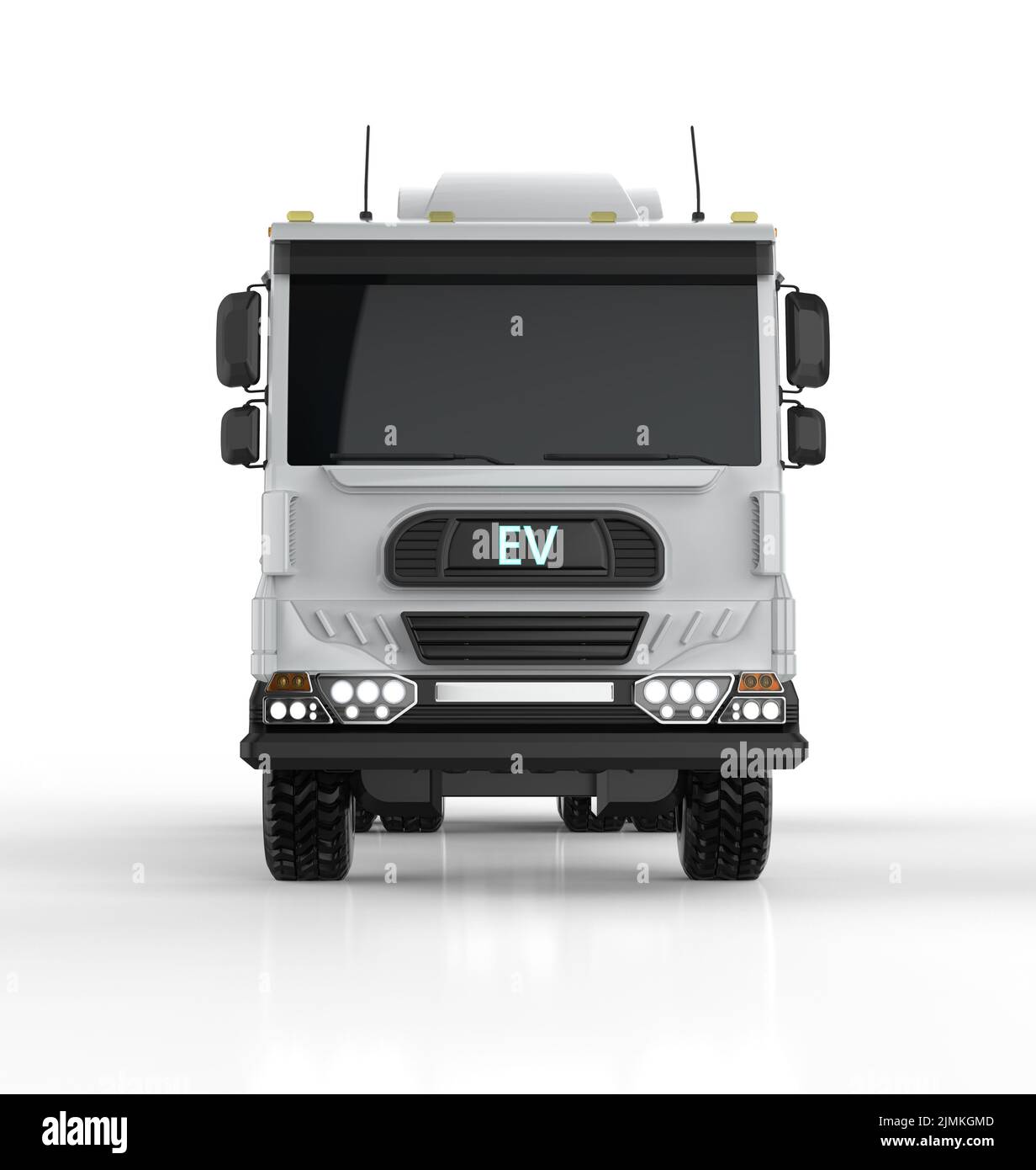 3d rendering ev logistic trailer truck or electric vehicle lorry on ...