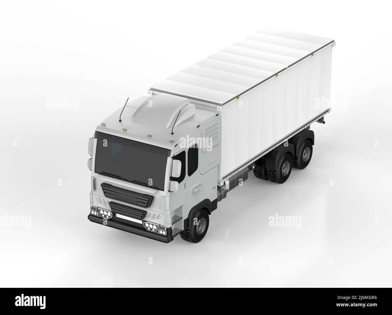 3d rendering logistic van trailer truck or lorry on white background ...