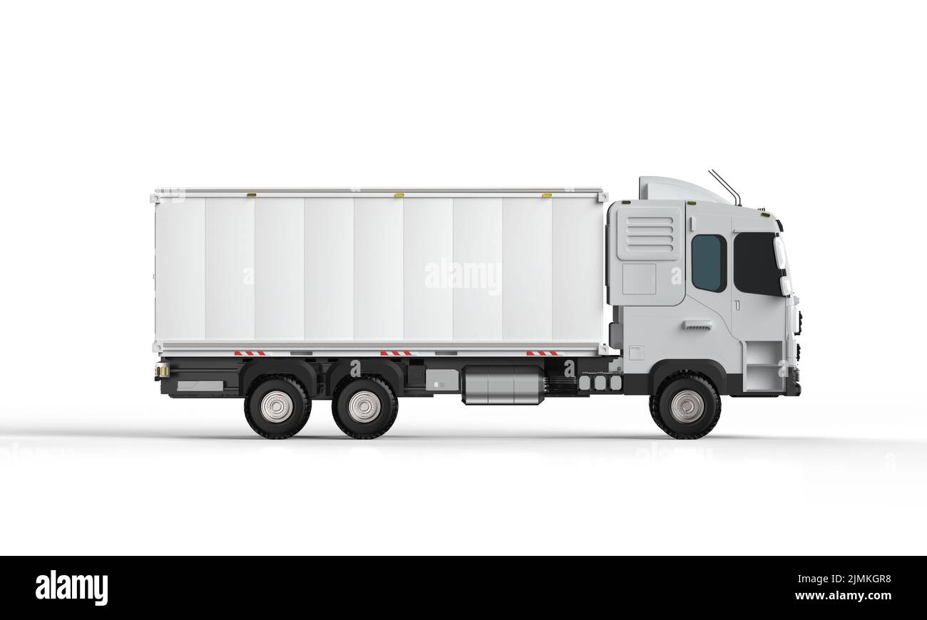 3d rendering logistic van trailer truck or lorry on white background ...