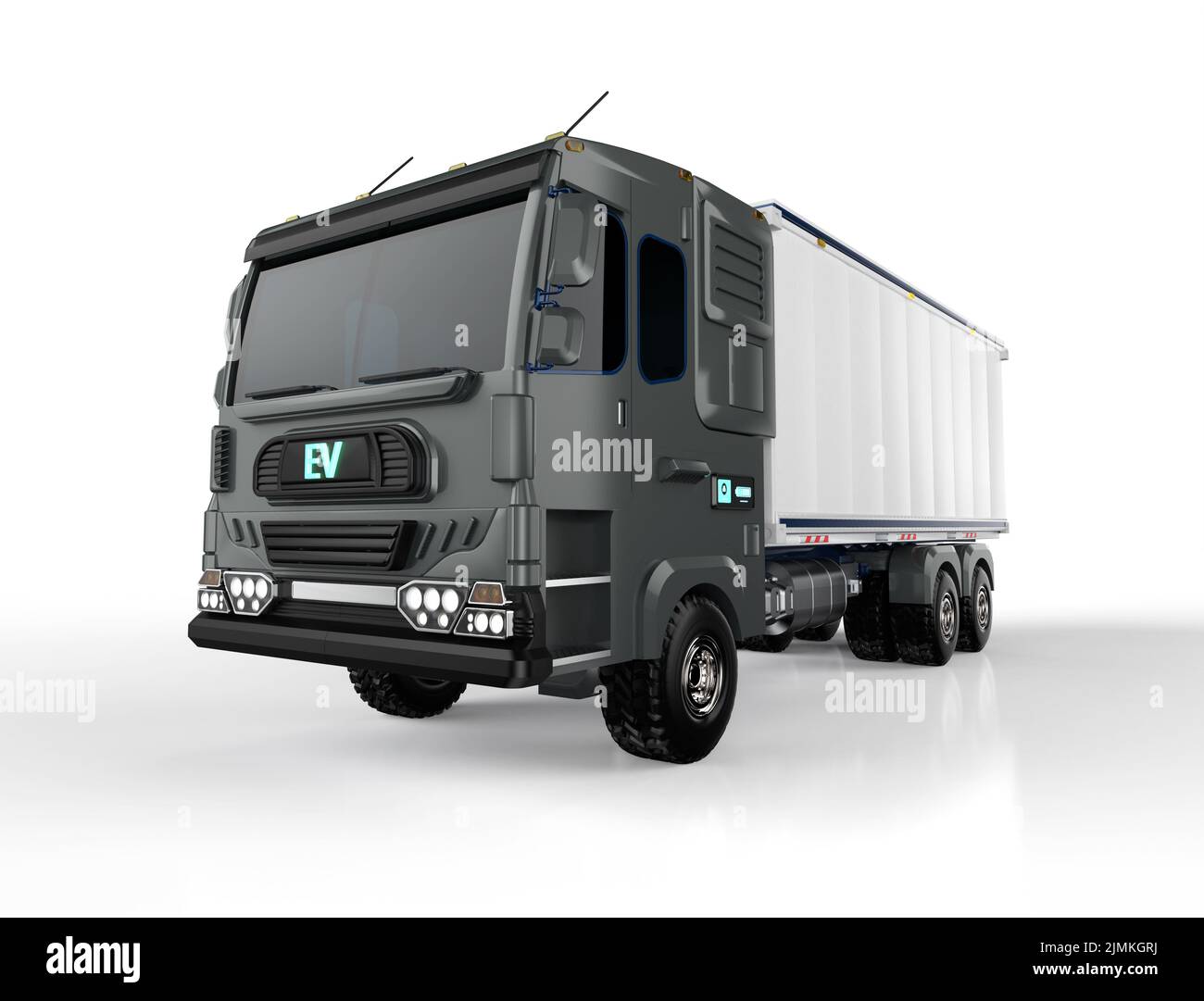 3d rendering ev logistic trailer truck or electric vehicle lorry on ...