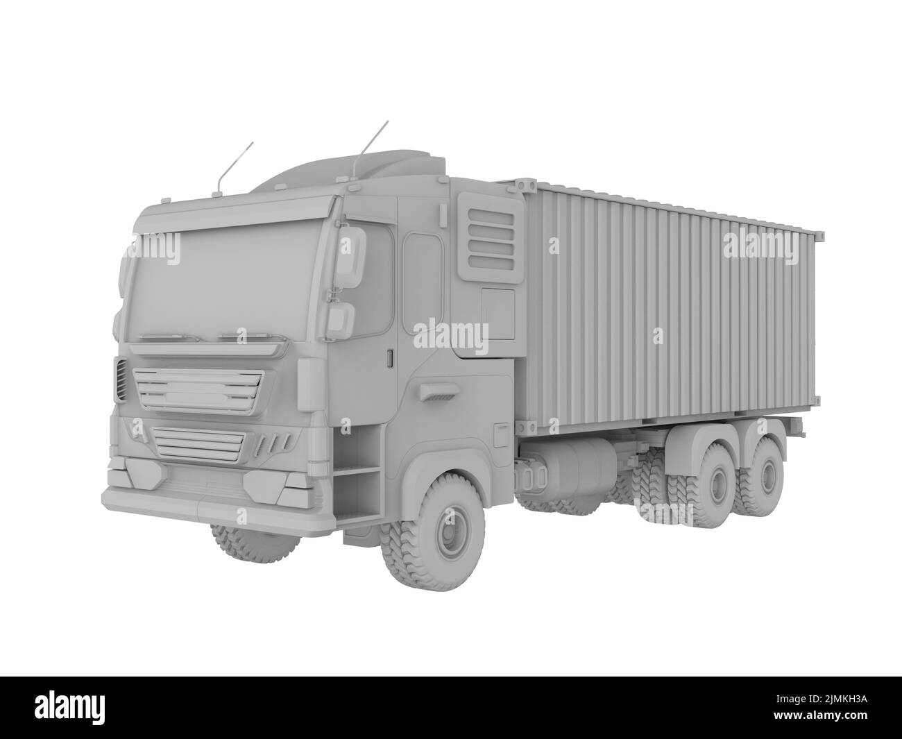3d rendering white logistic trailer truck or lorry model on white ...