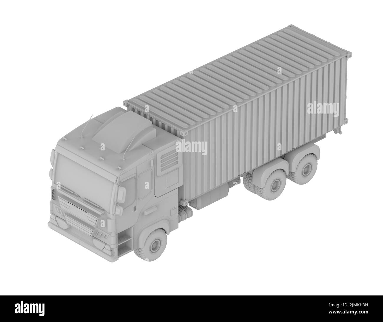 3d rendering white logistic trailer truck or lorry model on white ...