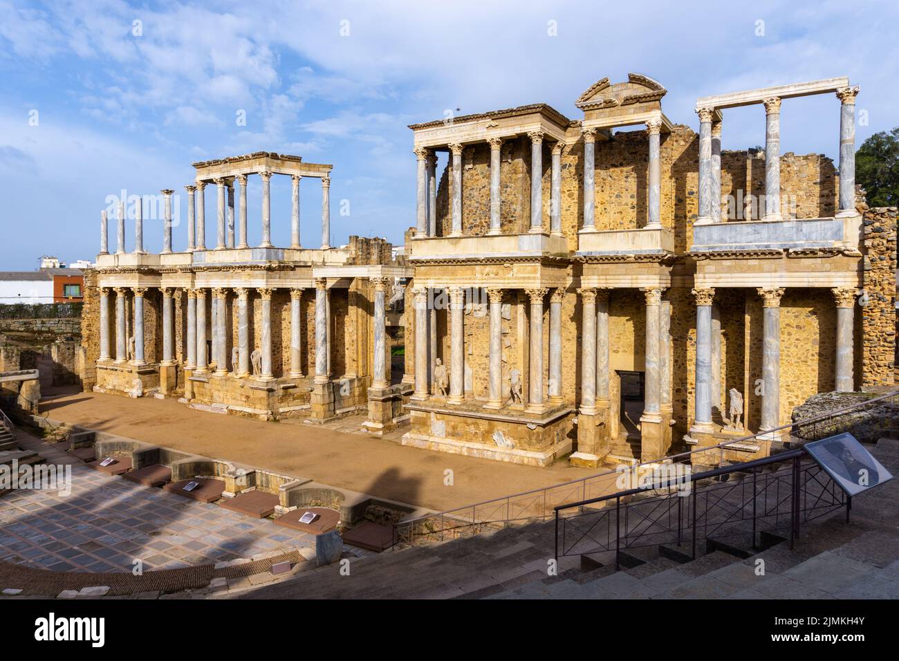 View of the Roman amphitheater in historic Merida Stock Photo - Alamy