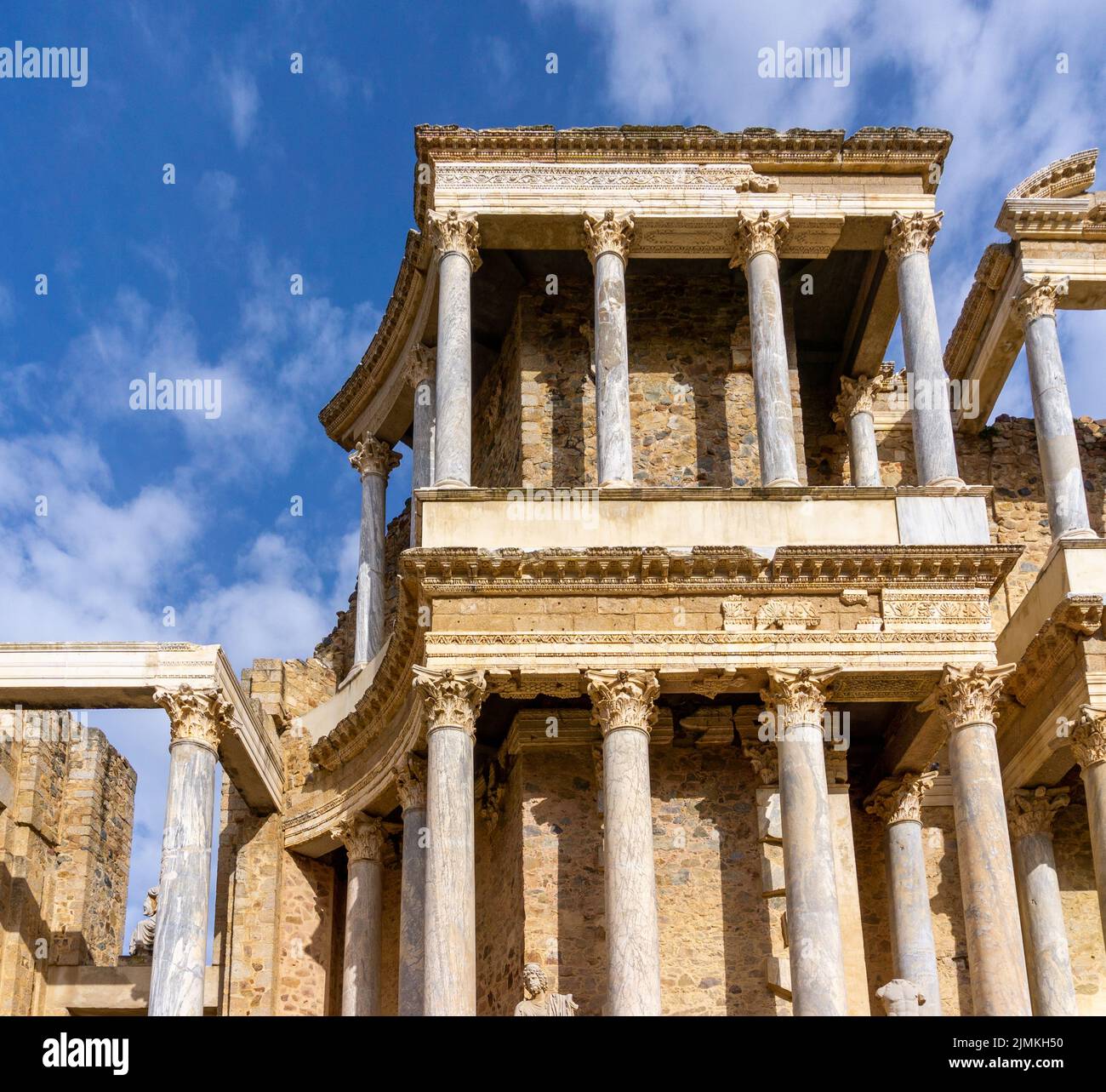 Detail view of the Roman amphitheater in historic Merida Stock Photo ...