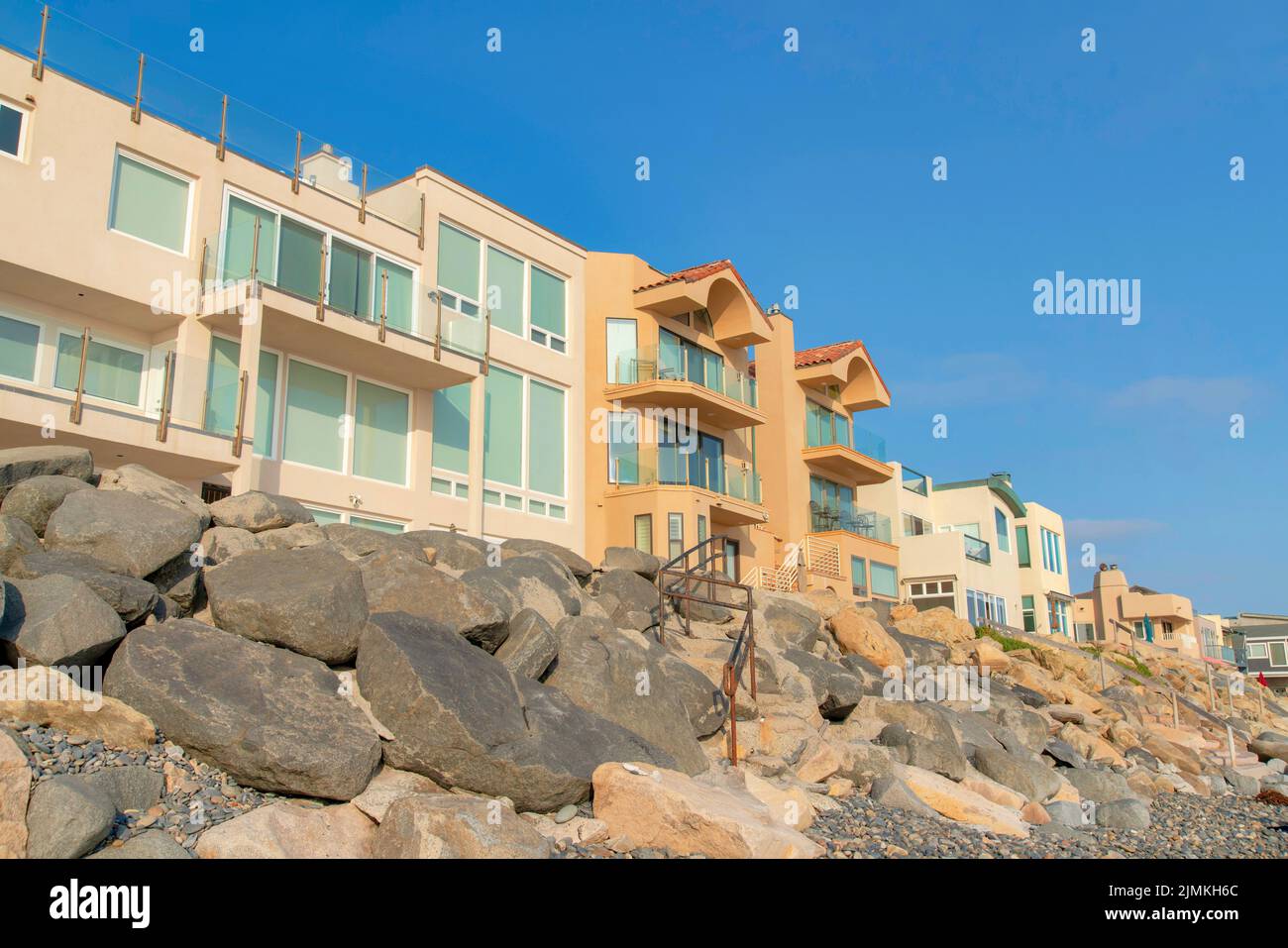 Beachfront buildings with mediterranean and modern design at Oceanside ...