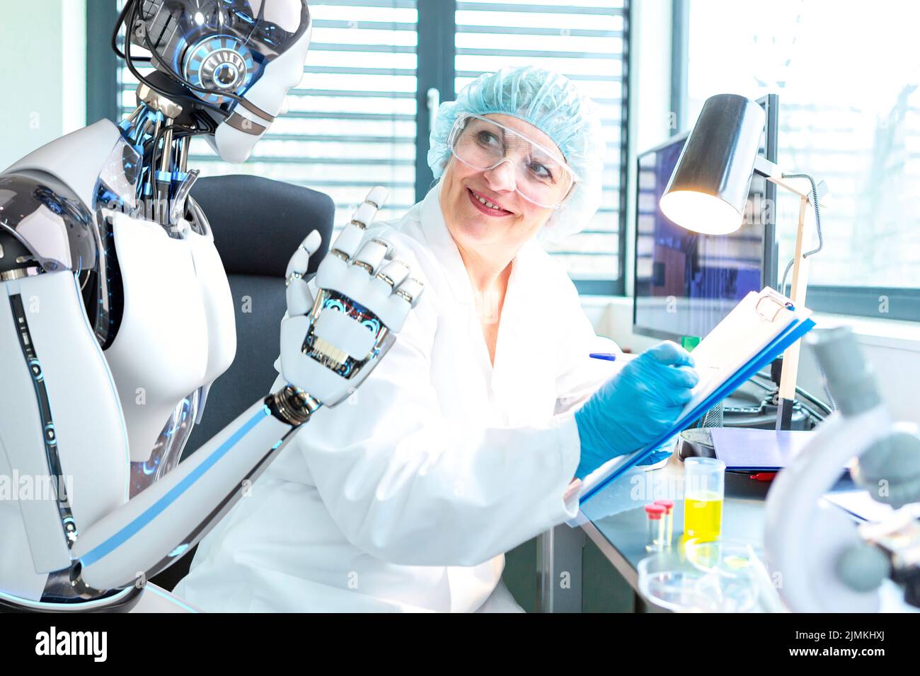 Scientist and humanoid robot work together Stock Photo - Alamy