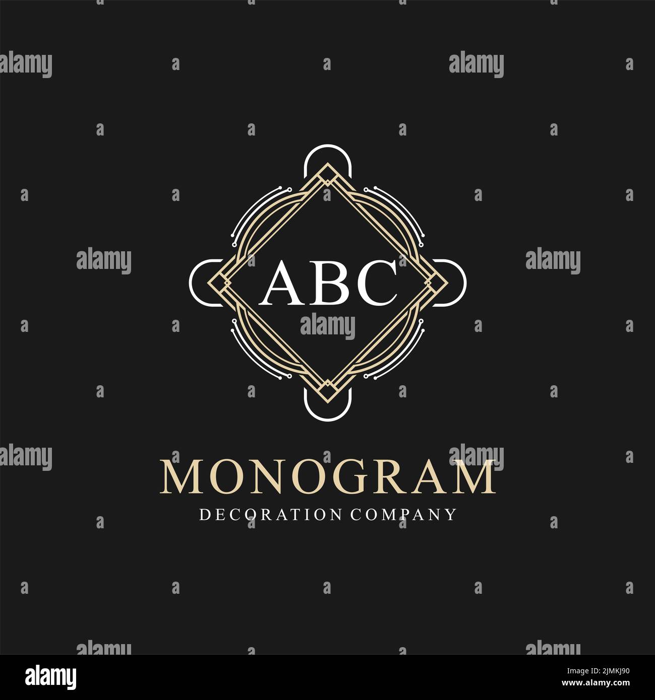 Luxury Initials Monogram Logo design with Vintage Art Decorative style ...