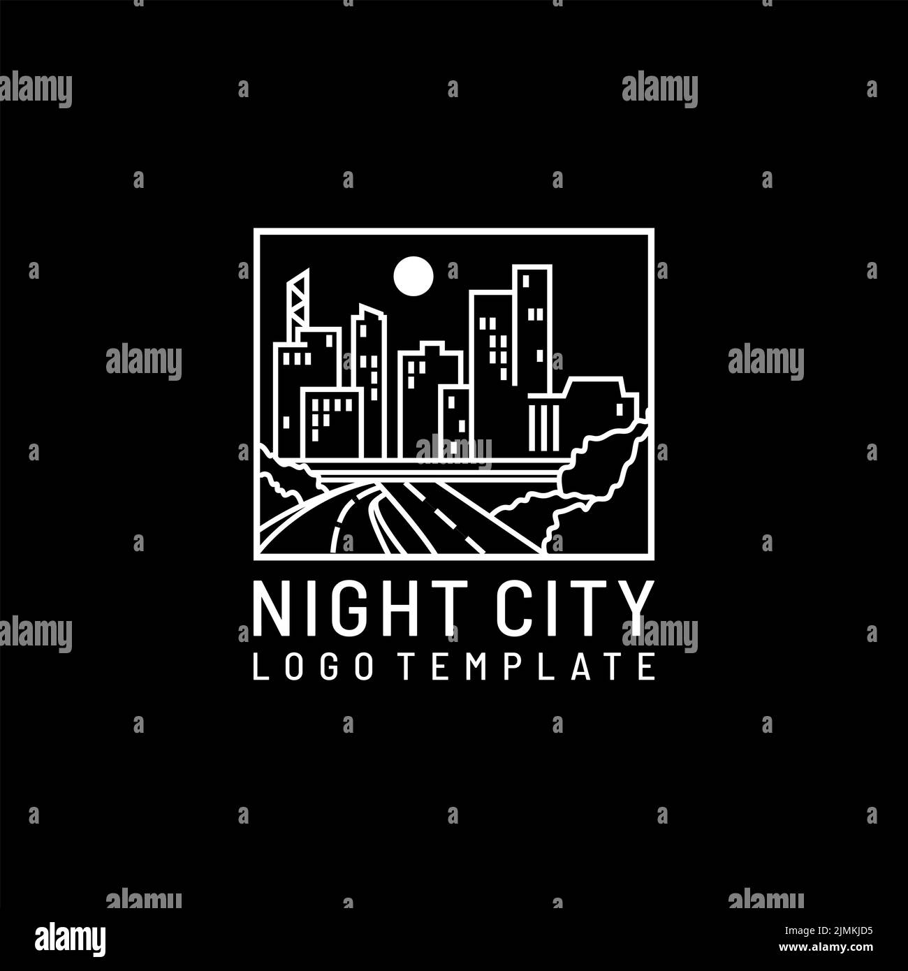 City Buildings And Highways At Night Logo Design Stock Vector Image ...