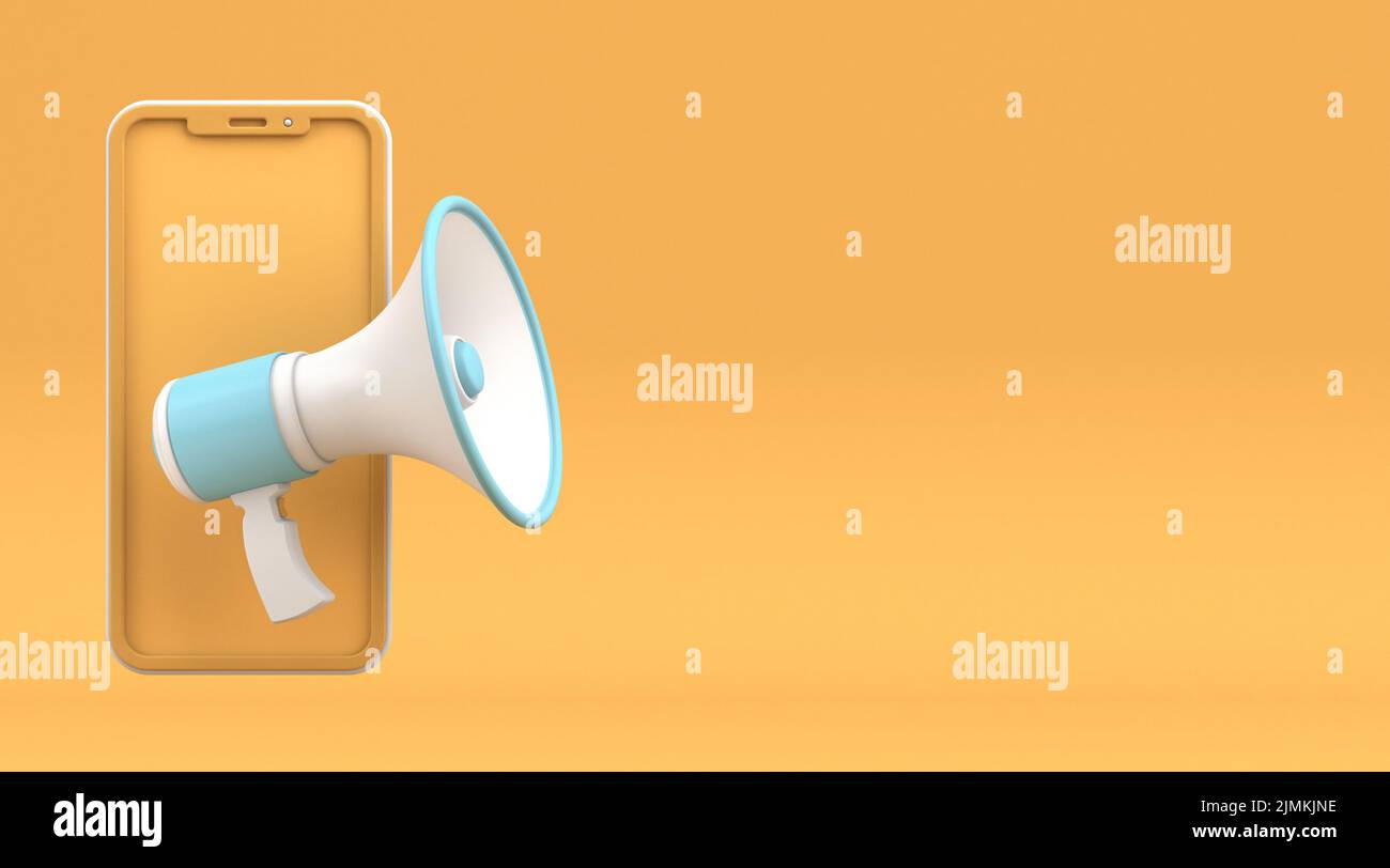 Megaphone and mobile phone 3D Stock Photo - Alamy