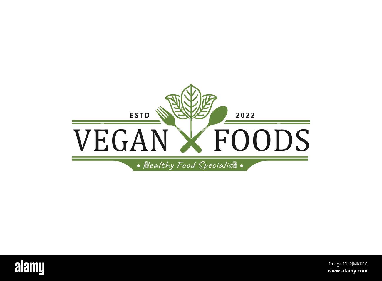 Vegetarian Food Label With Cutlery Icon And Vegetable or Plant Vector ...