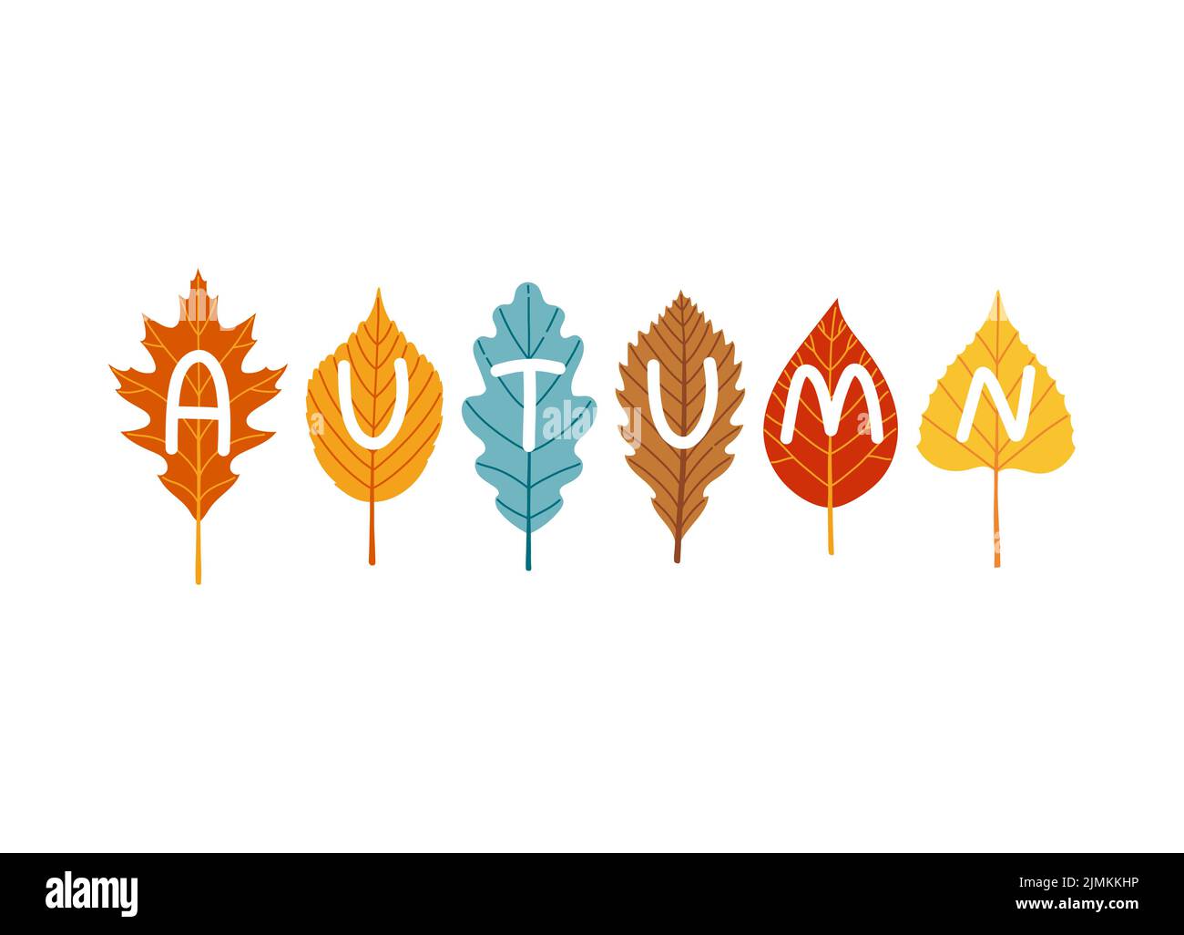 Autumn lettering on leaves fall season vector Stock Vector Image & Art ...