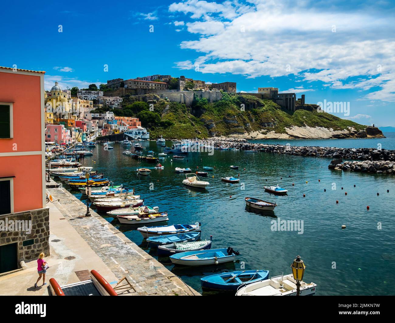 View of the island of Procida with its colorful houses Stock Photo - Alamy